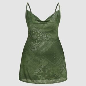 Cider | Dresses | Paisley Cowl Neck Mesh Mini Dress | Poshmark